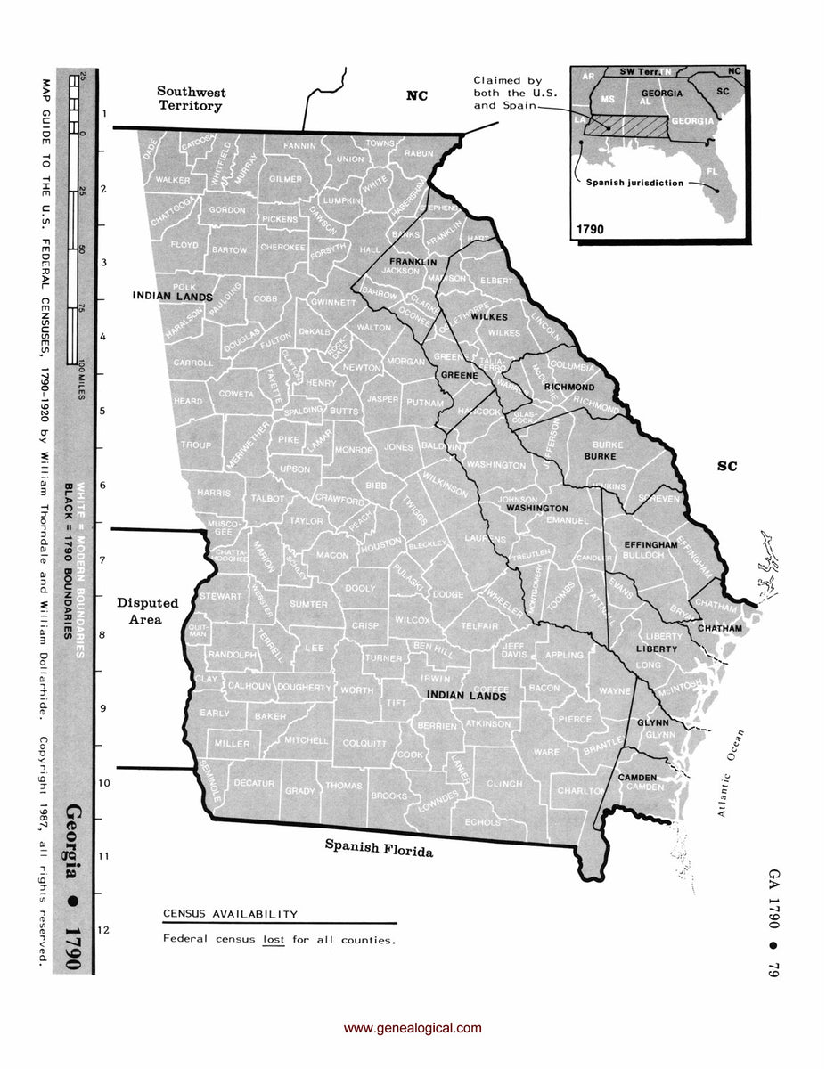 Map Guide To The U.S. Federal Censuses, Georgia 1790-1920 Map Packet ...