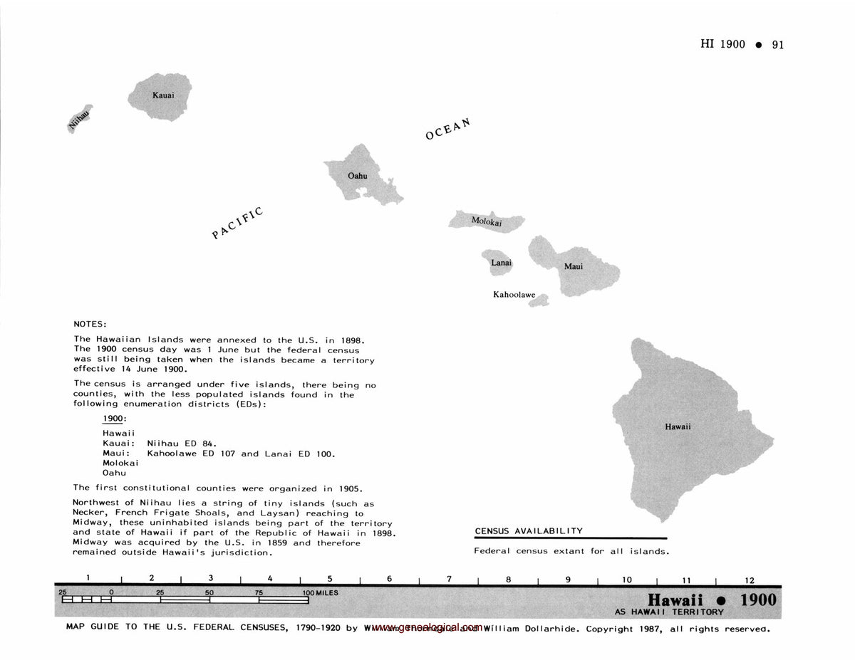 Map Guide To The U.S. Federal Censuses, Hawaii 1900 -1920 Map Packet ...