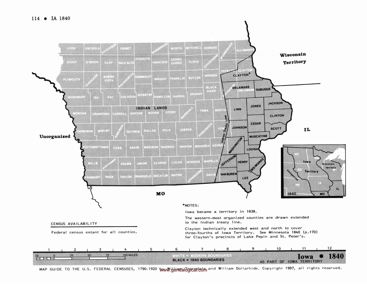 Map Guide To The U.S. Federal Censuses, Iowa 1840 -1920 Map Packet ...