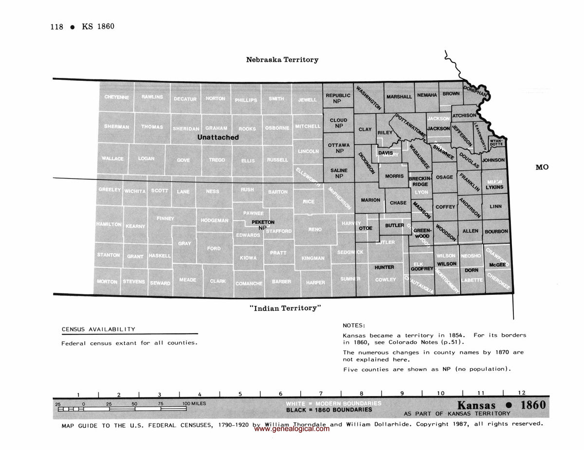 Map Guide To The U.S. Federal Censuses, Kansas 1860 -1920 Map Packet ...