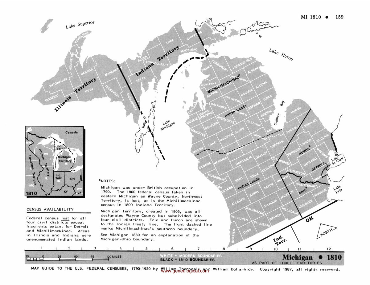 Map Guide To The U.S. Federal Censuses, Michigan 1810-1920 Map Packet ...