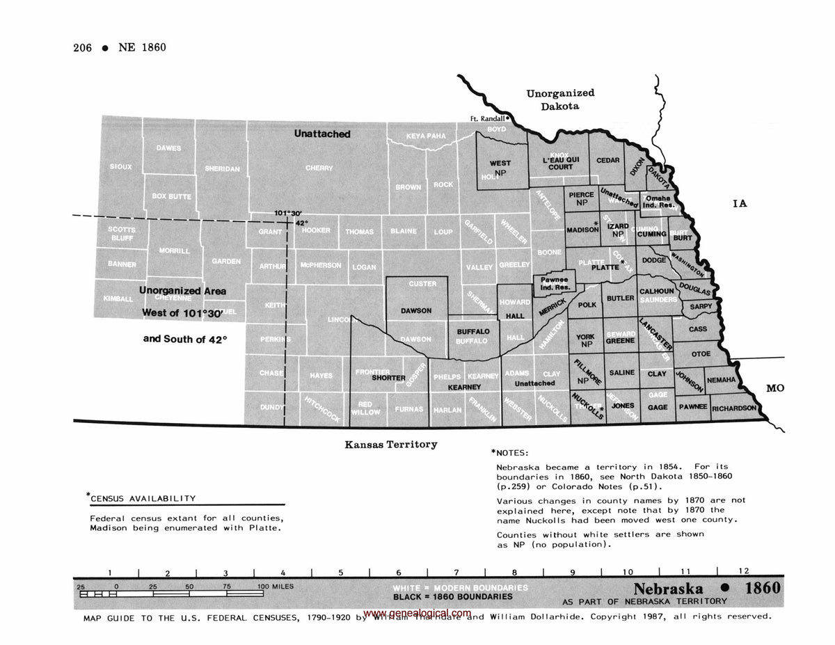 Map Guide To The U.S. Federal Censuses, Nebraska 1860 -1920 Map Packet ...