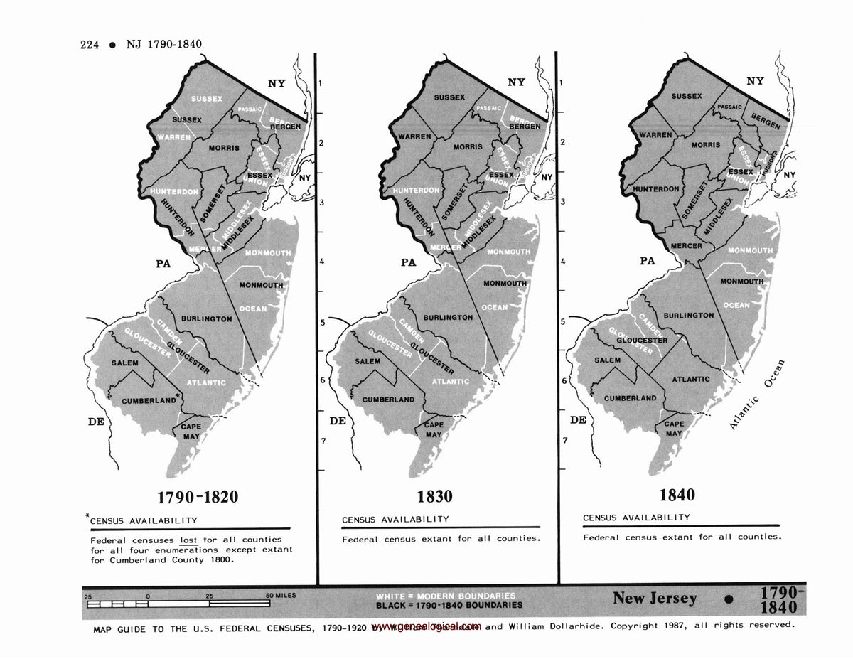 Map Guide To The U.S. Federal Censuses, New Jersey 1790 -1920 Map Pack ...