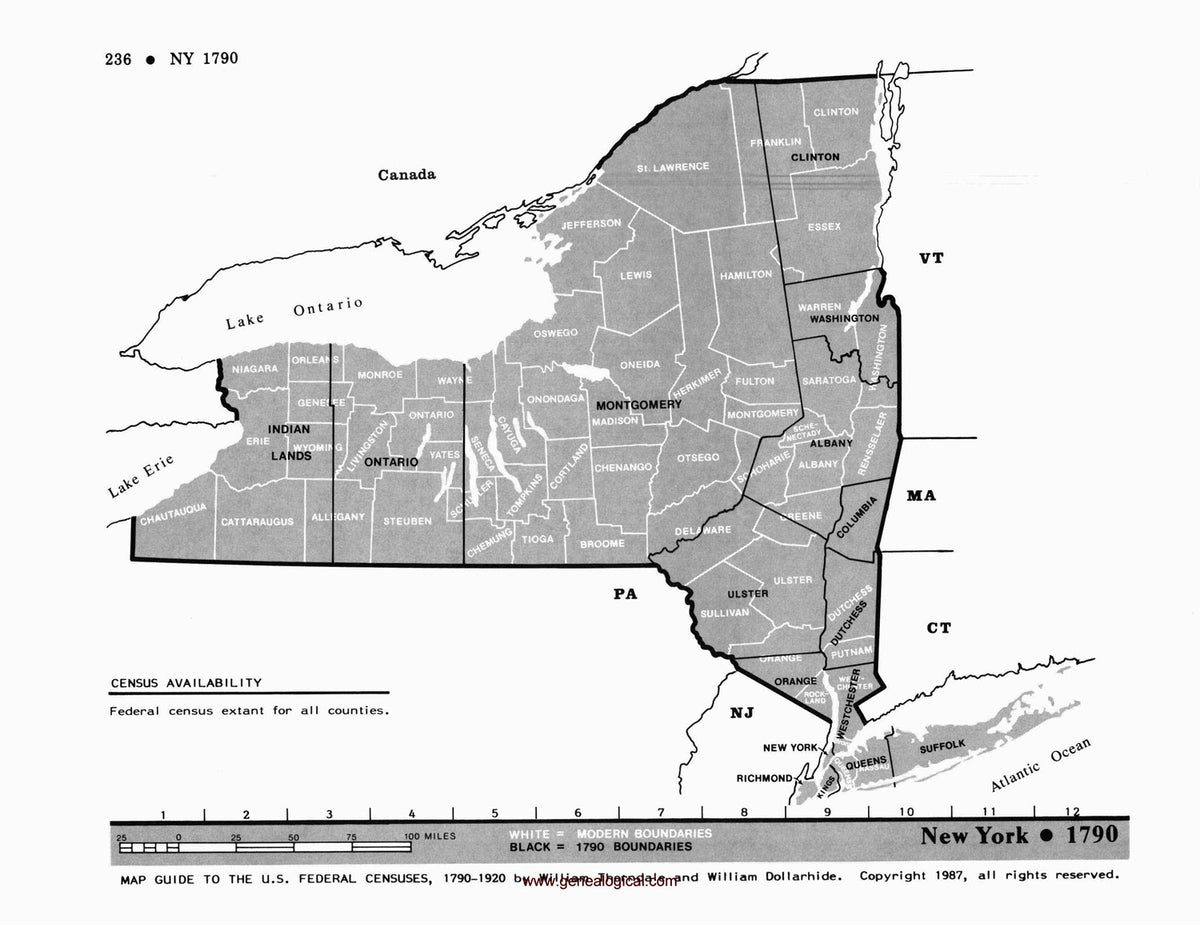 Map Guide To The U.S. Federal Censuses, New York 1790-1920 Map Packet ...
