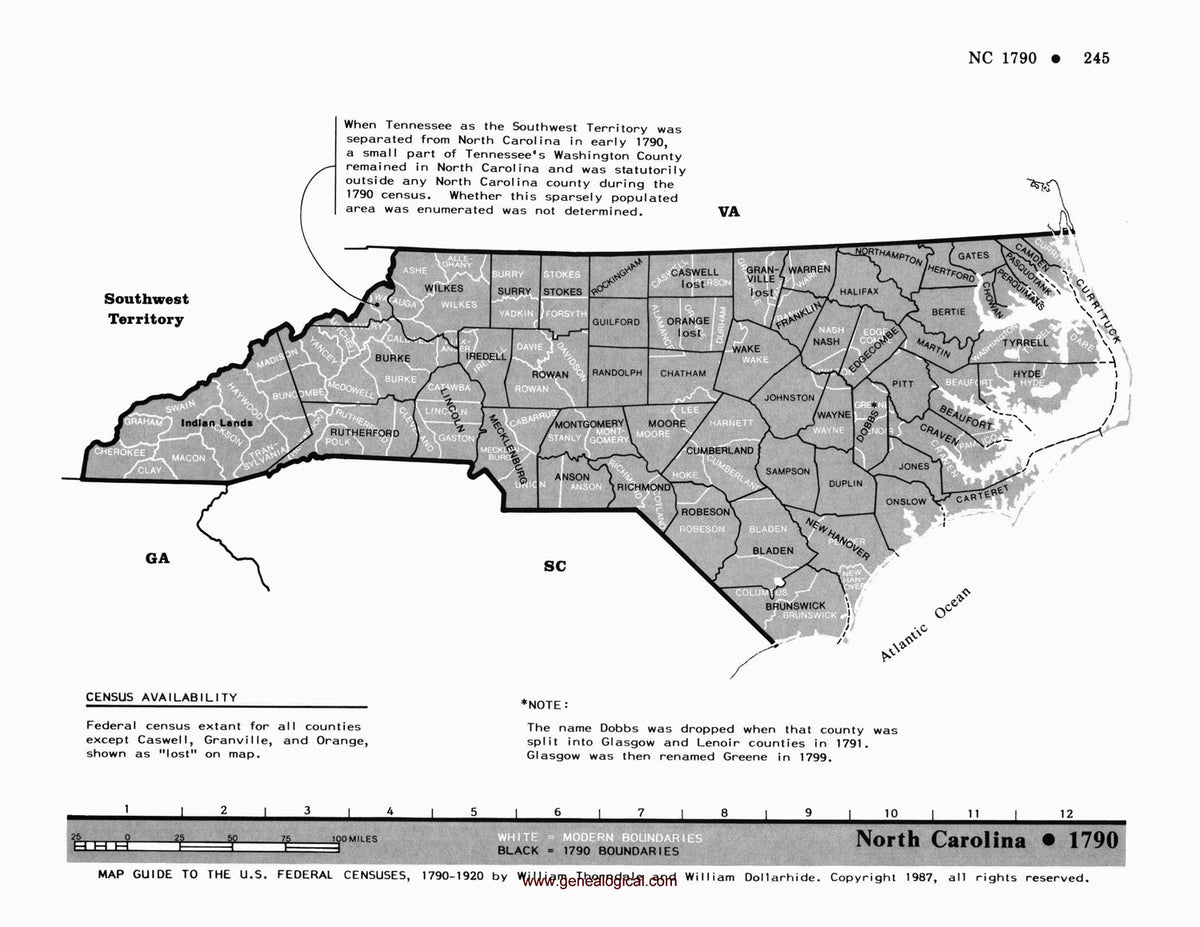 Map Guide To The U.S. Federal Censuses, North Carolina 1790 -1920 Map ...