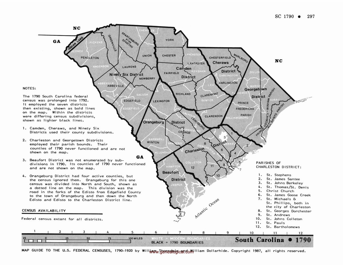 Map Guide To The U.S. Federal Censuses, South Carolina 1790 -1920 Map ...
