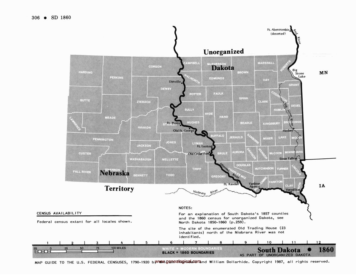 Map Guide To The U.S. Federal Censuses, South Dakota 1860 -1920 Map Pa ...