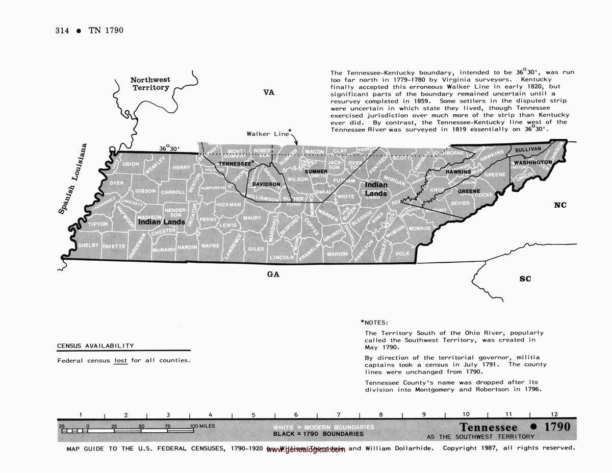 Map Guide To The U.S. Federal Censuses, Tennessee 1790 -1920 Map Packe ...