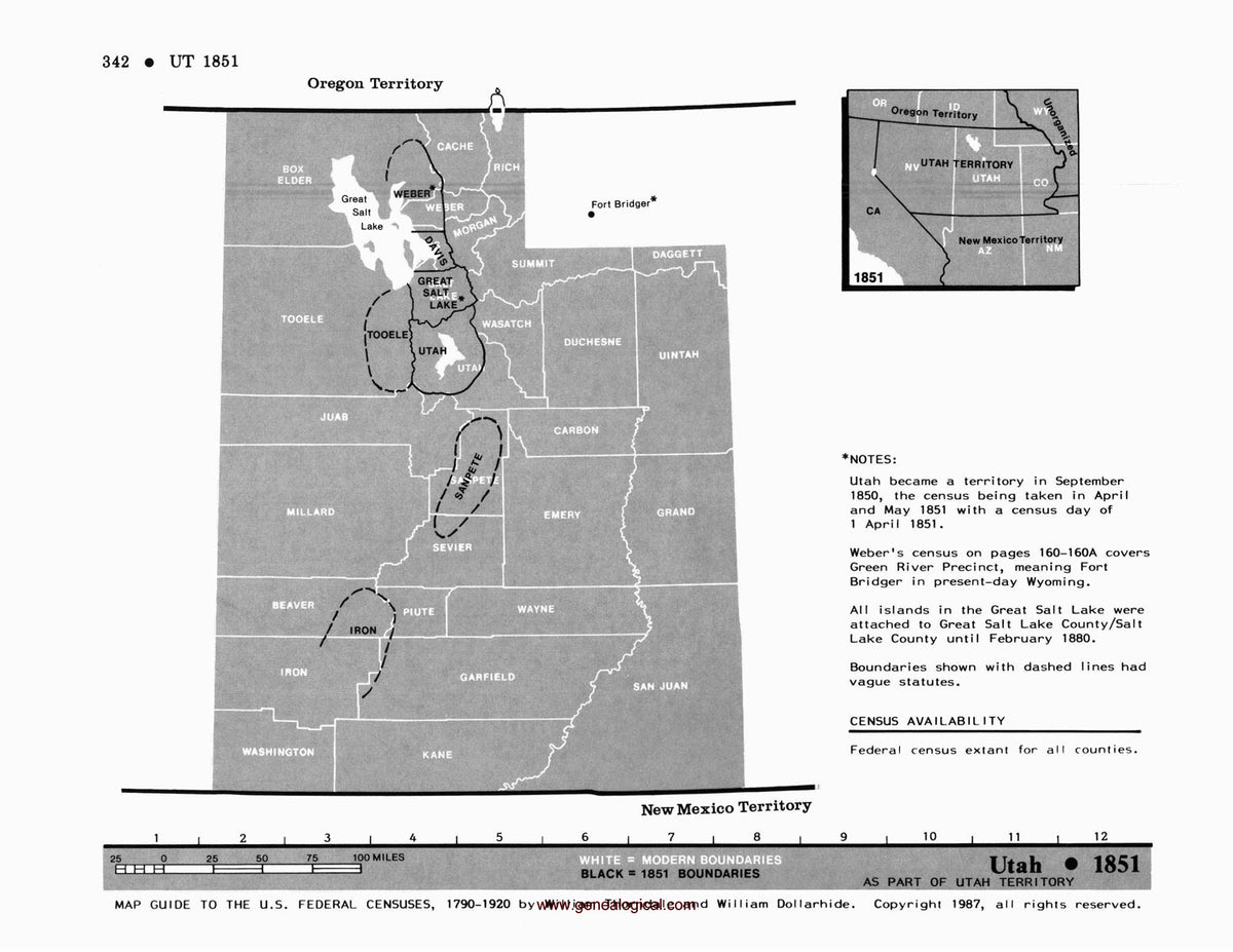 Map Guide To The U.S. Federal Censuses, Utah 1851 -1920 Map Packet ...