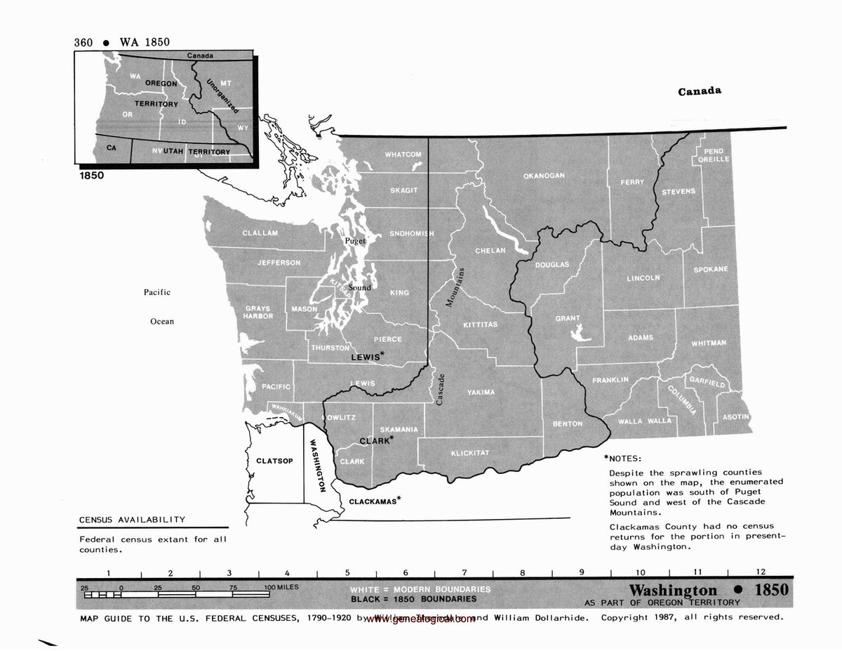 Map Guide To The U.S. Federal Censuses, Washington 1850 -1920 Map Pack ...