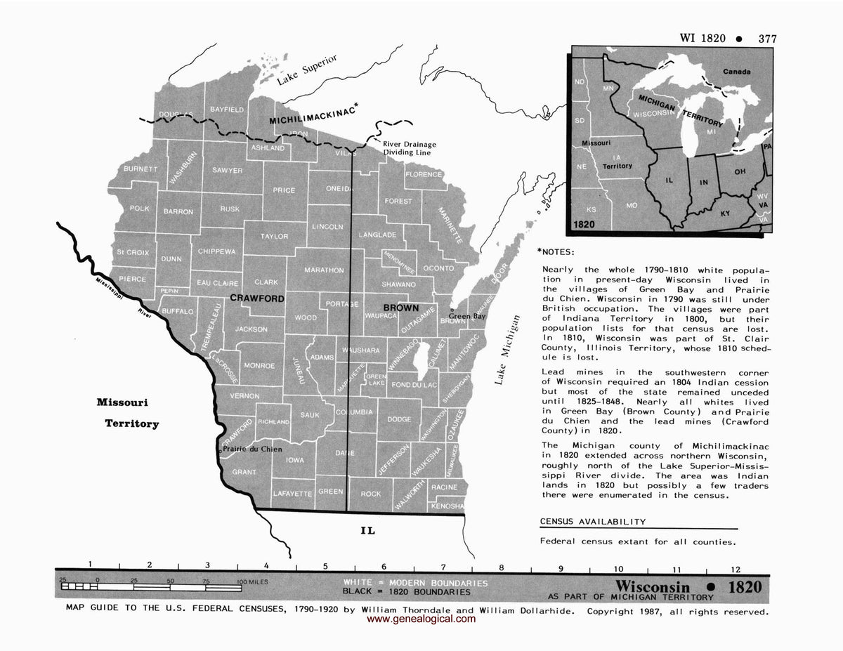 Map Guide To The U.S. Federal Censuses, Wisconsin 1820 -1920 Map Packe ...