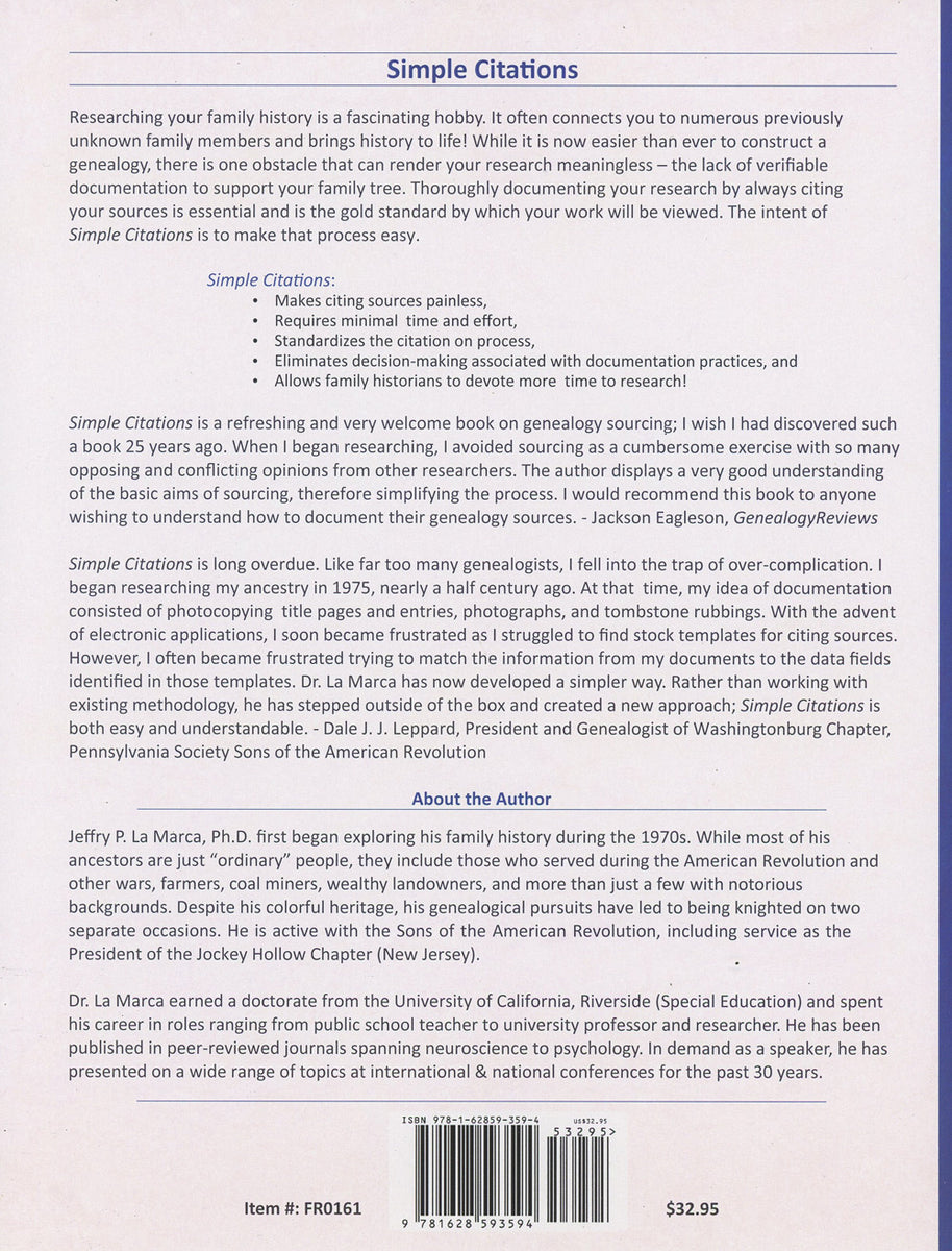 Simple Citations for Genealogical Sources – Family Roots Publishing