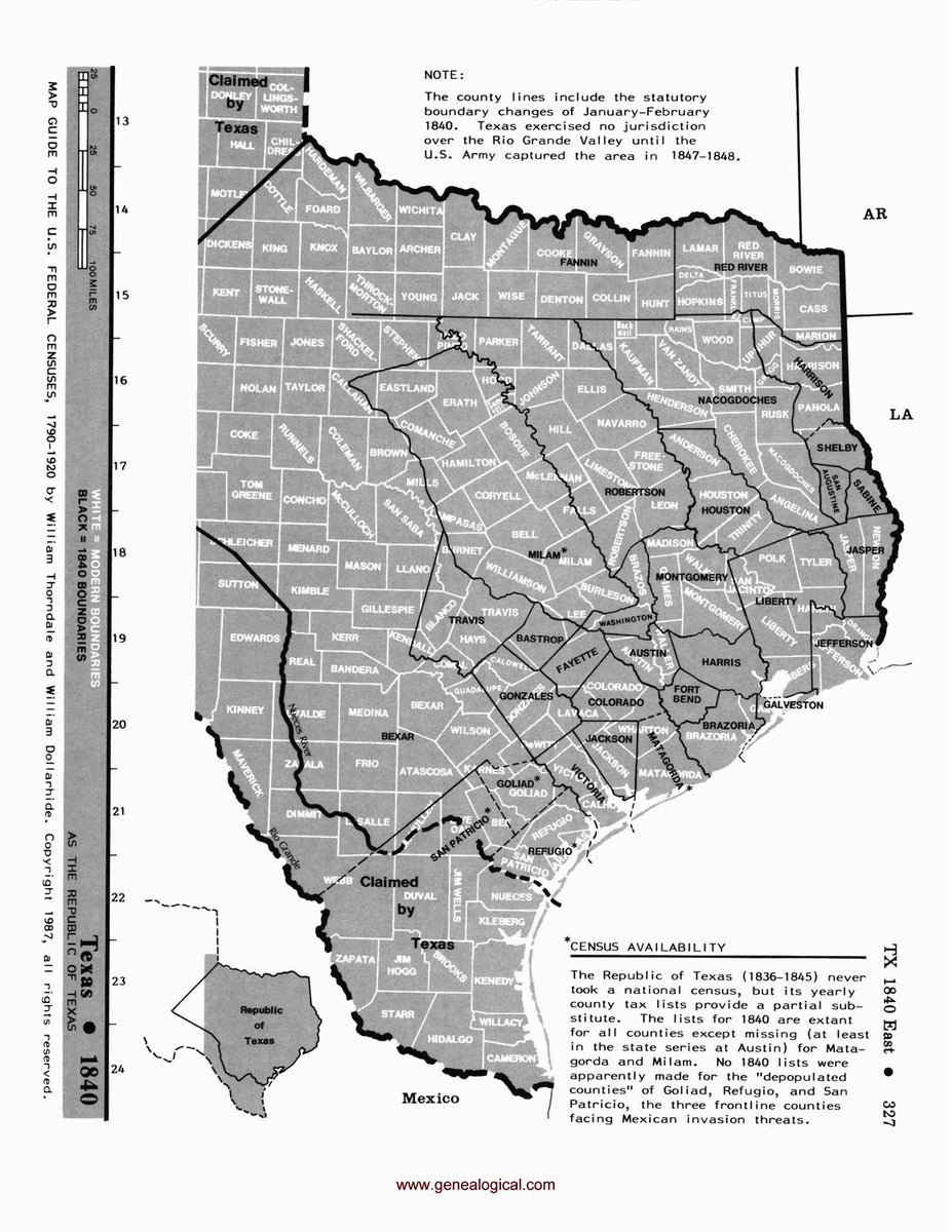 Map Guide To The U.S. Federal Censuses, Texas 1820 -1920 Map Packet ...