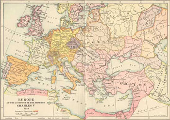 Europe at the Accession of the Emperor Charles V, 1519 Map – Family ...