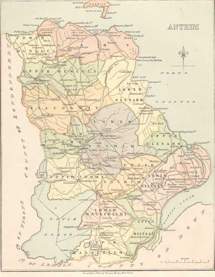 County Antrim, Ireland 1878 Map – Family Roots Publishing
