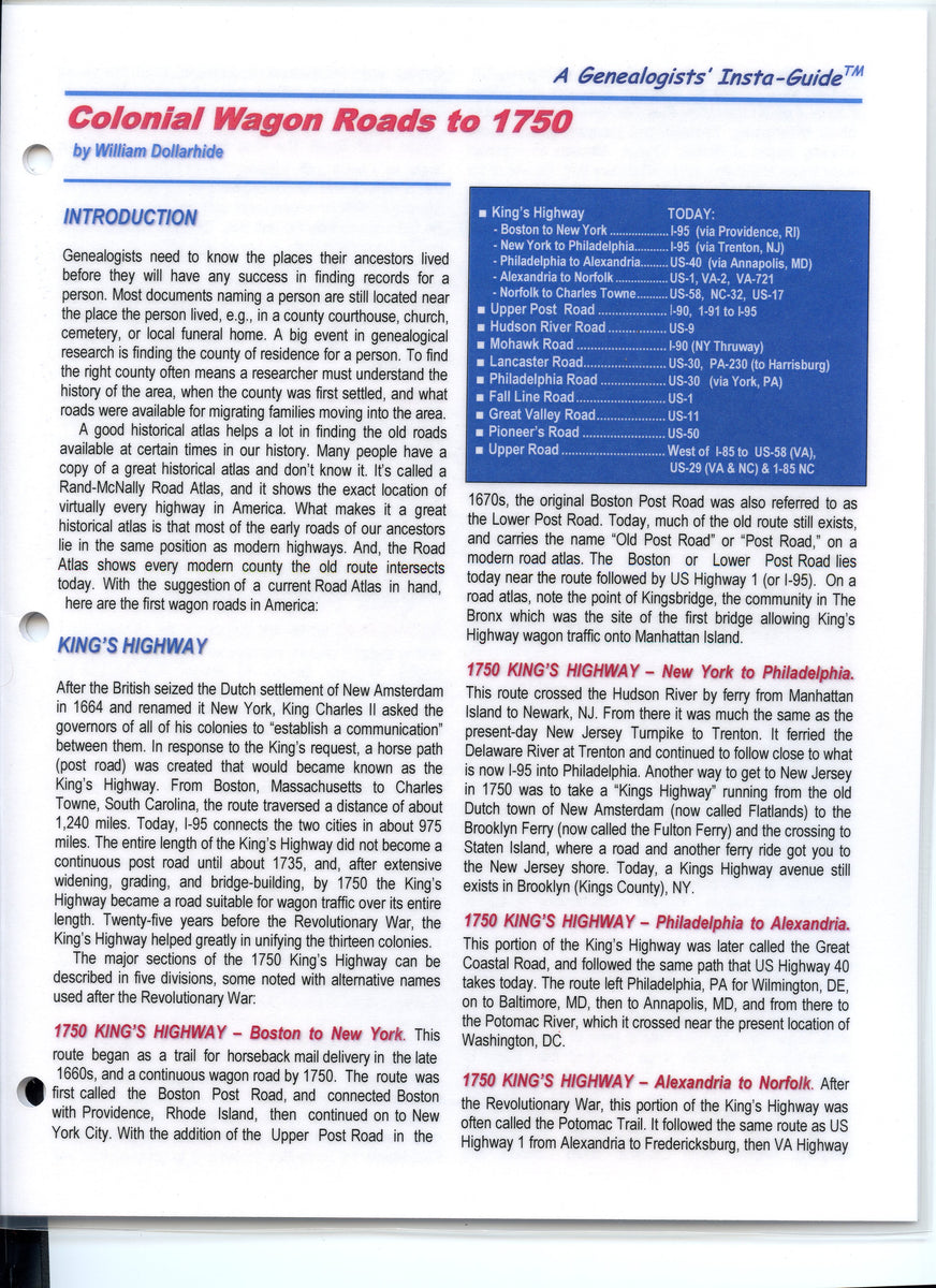 A Genealogists' Insta-Guide: Colonial Wagon Roads to 1750 – Family ...